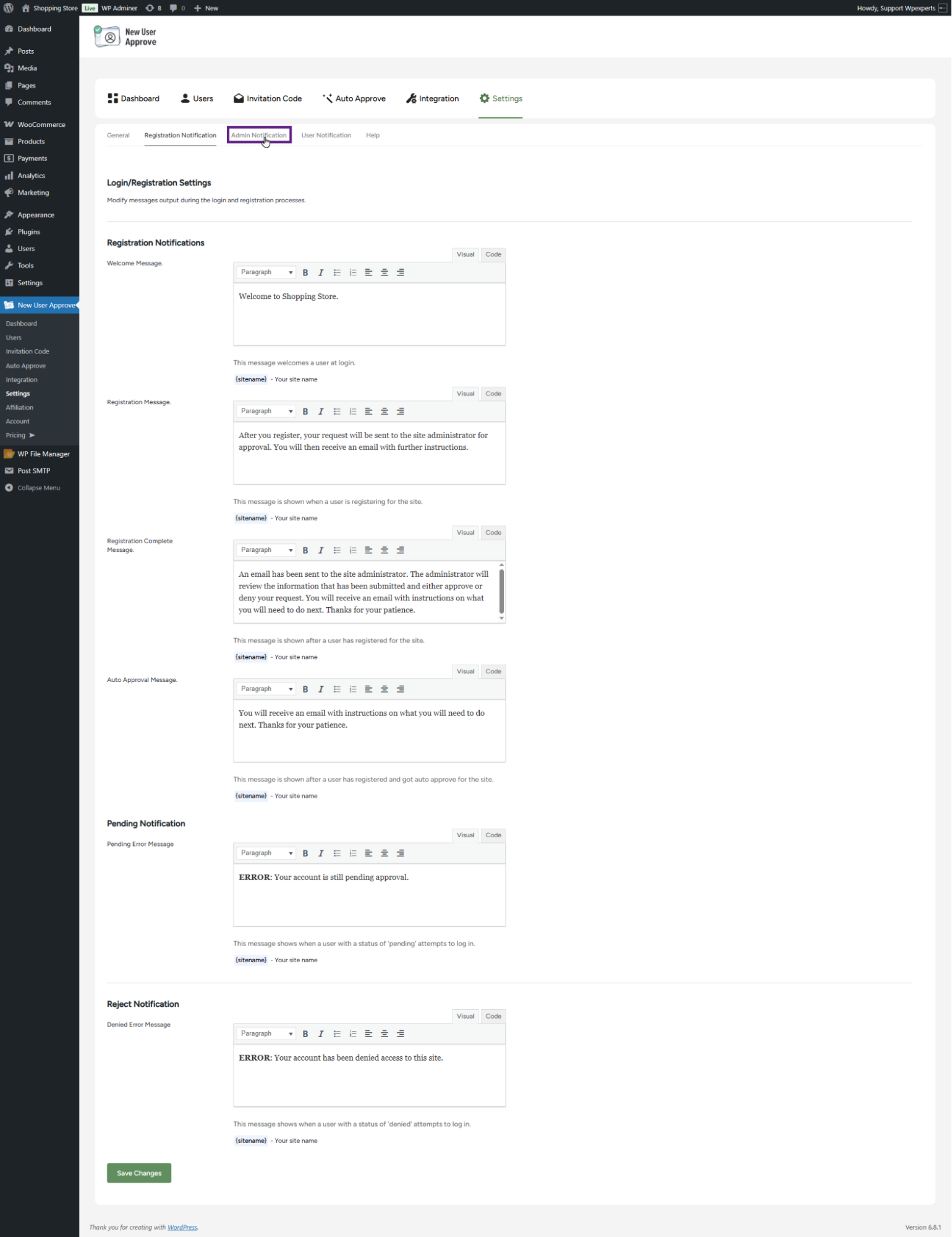 Admin Notification – New User Approve